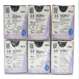 [에치콘] 바이크릴 W9105 (5/0, 12개입, Vicryl/반품불가/흡수성봉합사)