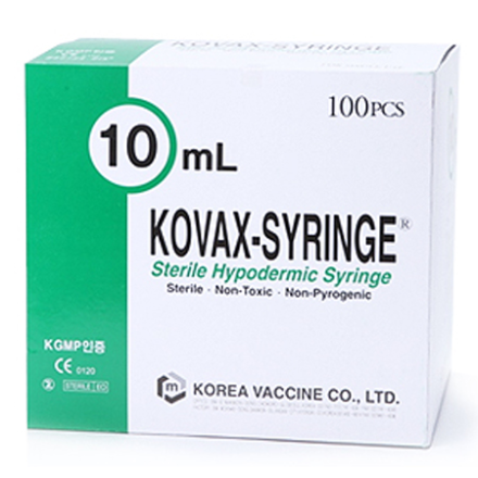 [한국백신] 일회용 주사기 10cc (22G, 1-1/4인치, 100개)