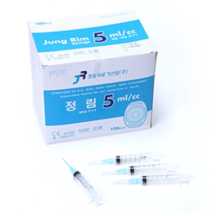 [정림의료기] 일회용 주사기 5cc (23G, 1인치, 100개)