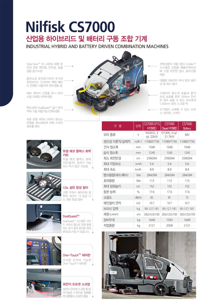 [닐피스크] 탑승식 청소차 CS7000 (건습식,1,540mm, 1,245mm)