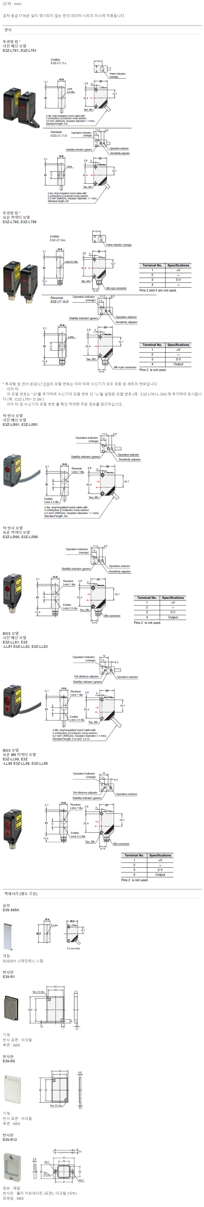 [오므론] 포토센서 E3Z-LL66 OMS