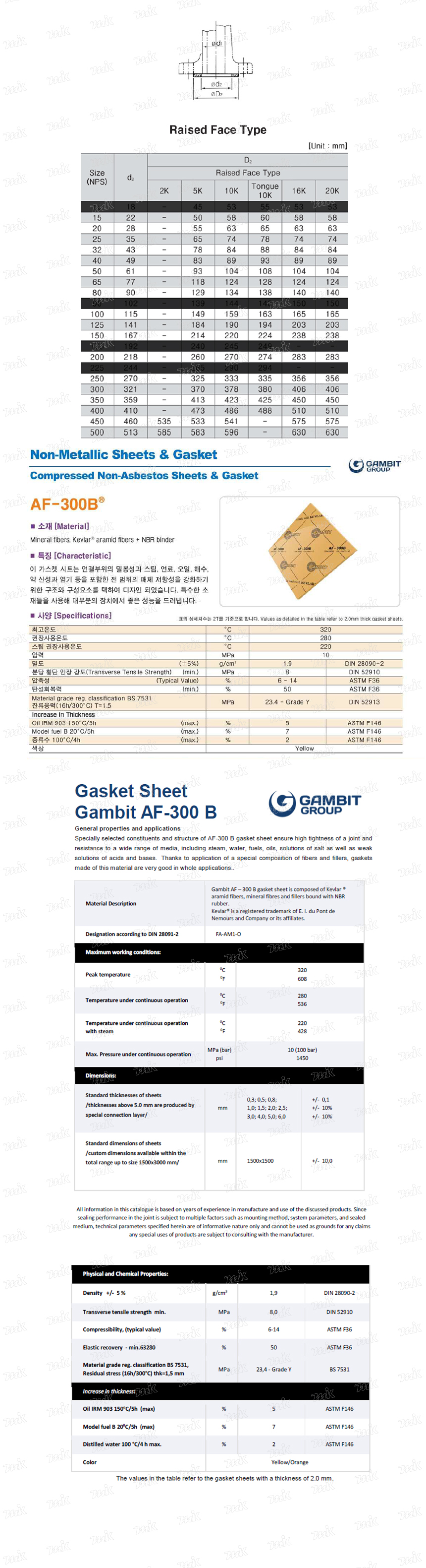 [MK] 비석면가스켓 (AF-300B/3T) 5K RF100A